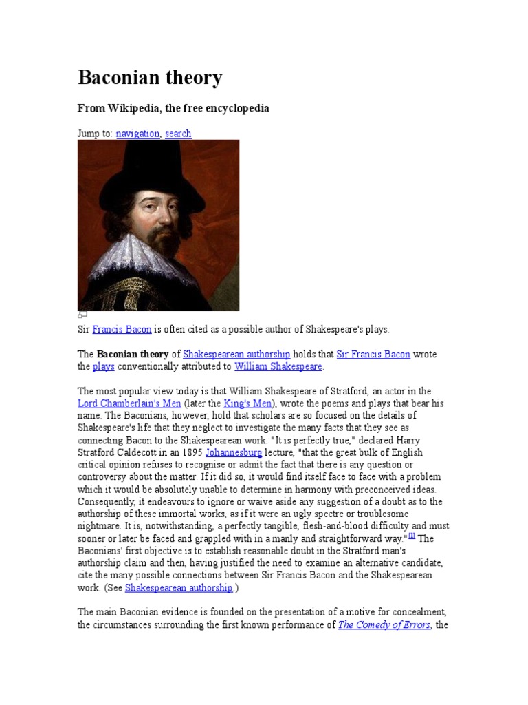 Baconian Theory | PDF | Shakespeare Authorship Question | William ...