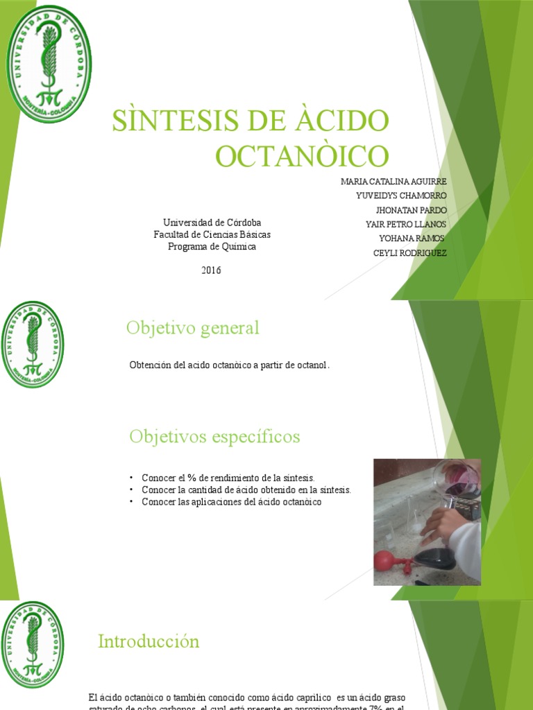 Síntesis y Aplicaciones del Ácido Octanoico | PDF | Solubilidad ...