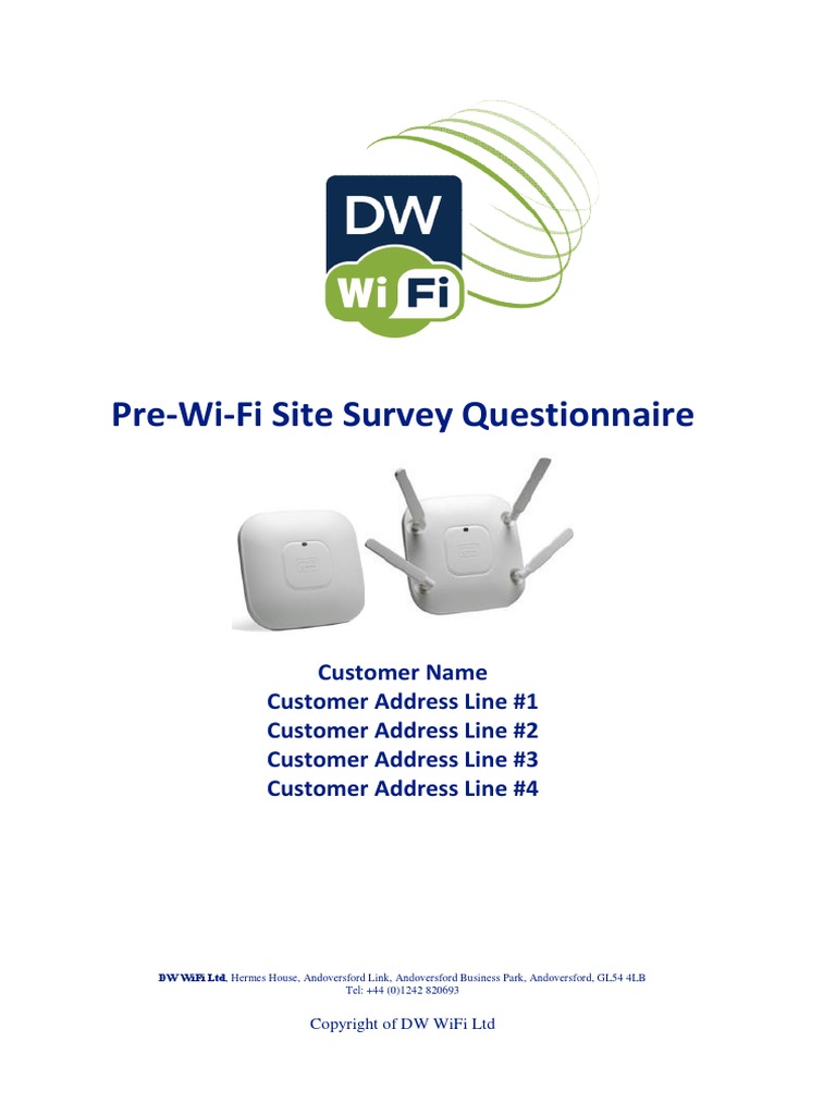 Wi-Fi Site Survey Questionnaire | Wi Fi | Wireless Lan