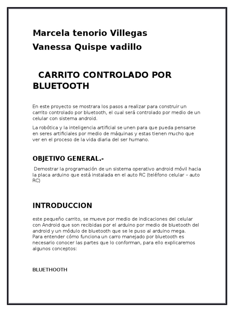 Informe de Electronica | PDF | Bluetooth | Arduino