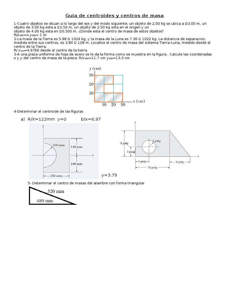 Guia de Centroides y Centros de Masa | PDF