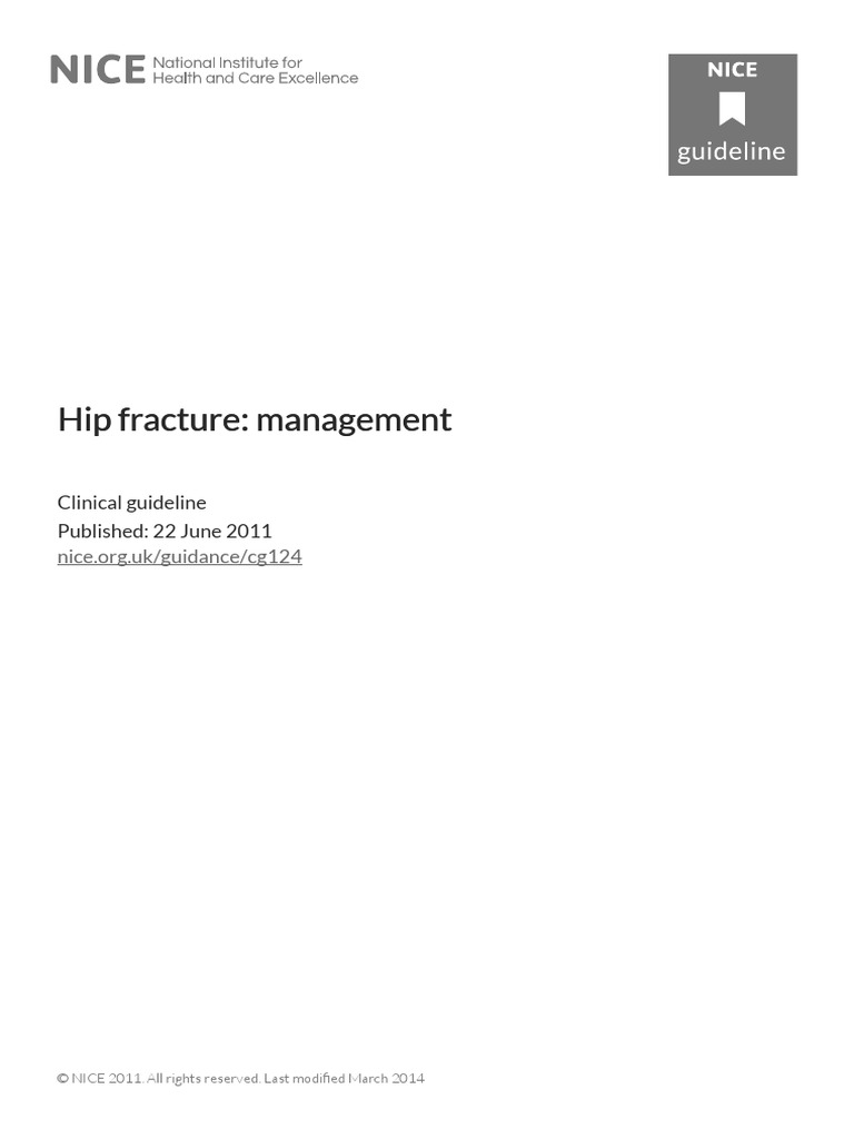 NICE Guideline Hip Fracture | PDF | Physical Therapy | Magnetic ...