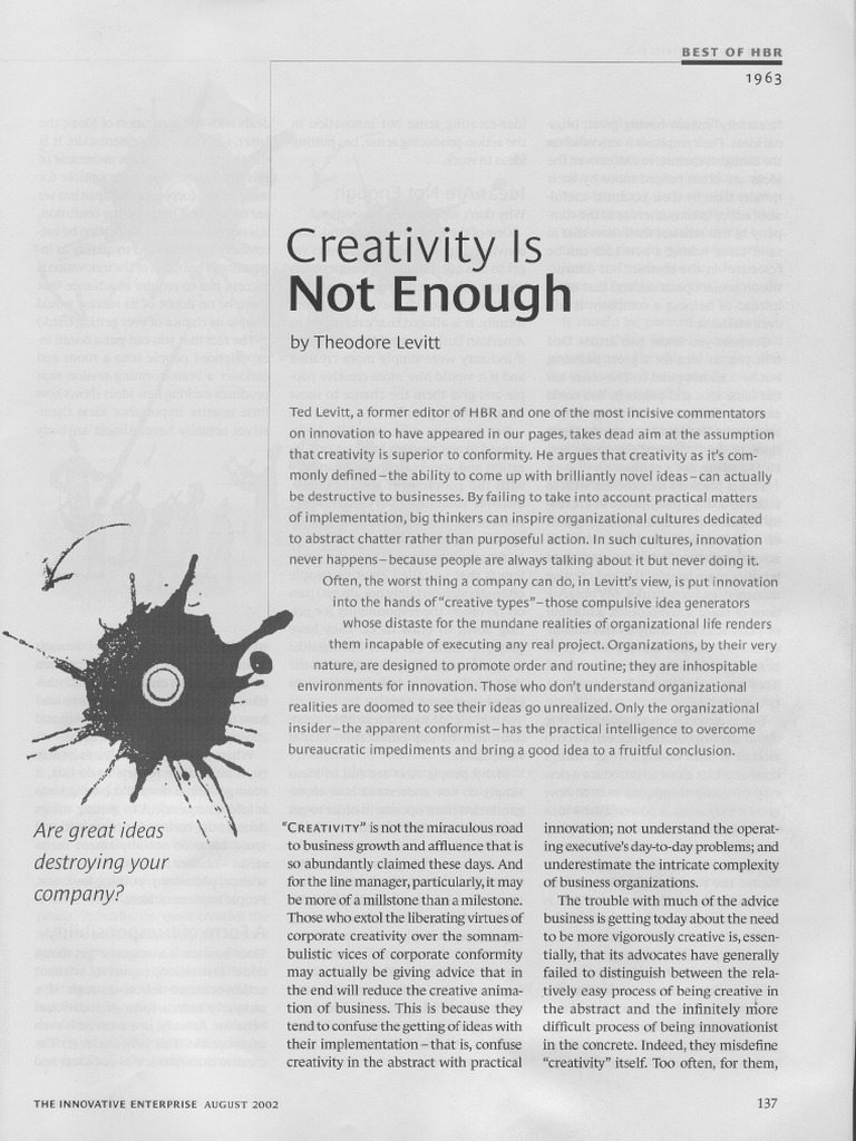 1963 Creativity Is Not Enough PDF | PDF
