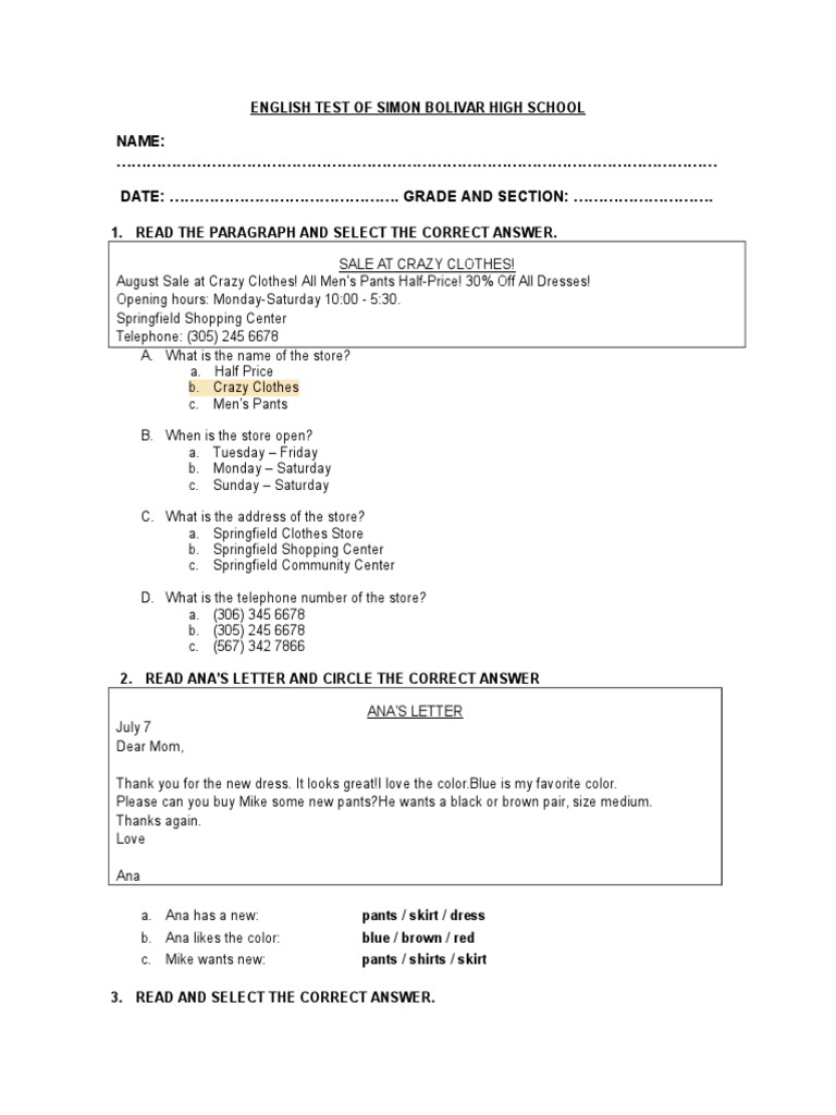 Name: DATE: . GRADE AND SECTION | PDF