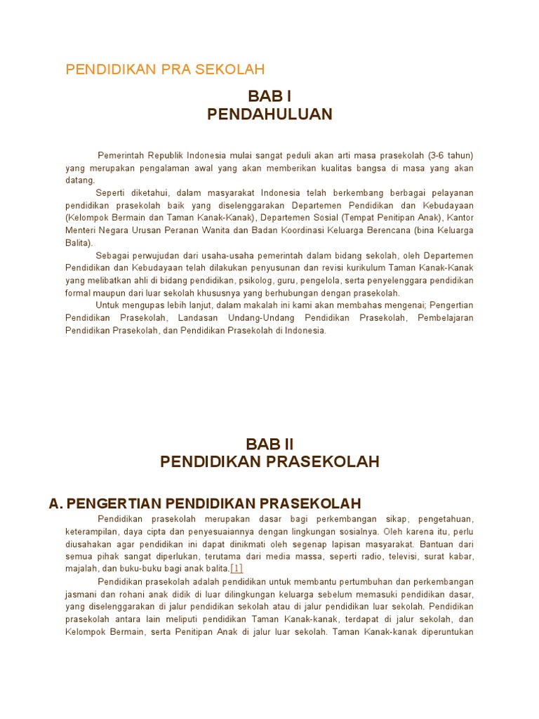 Pendidikan Pra Sekolah | PDF