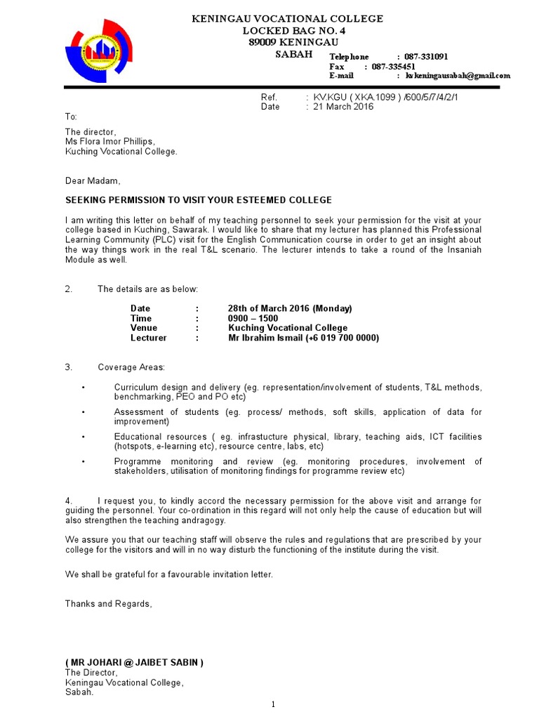 Permission To Visit Letter | PDF | Educational Technology | Pedagogy