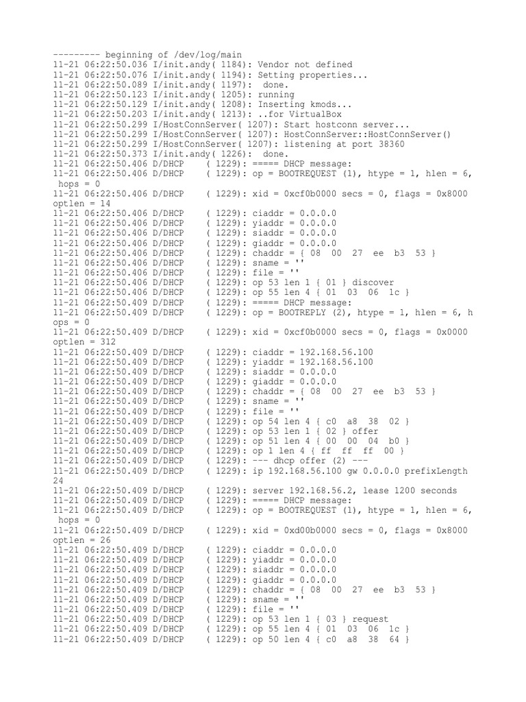 Android VM Initialization Log | PDF | Android (Operating System ...