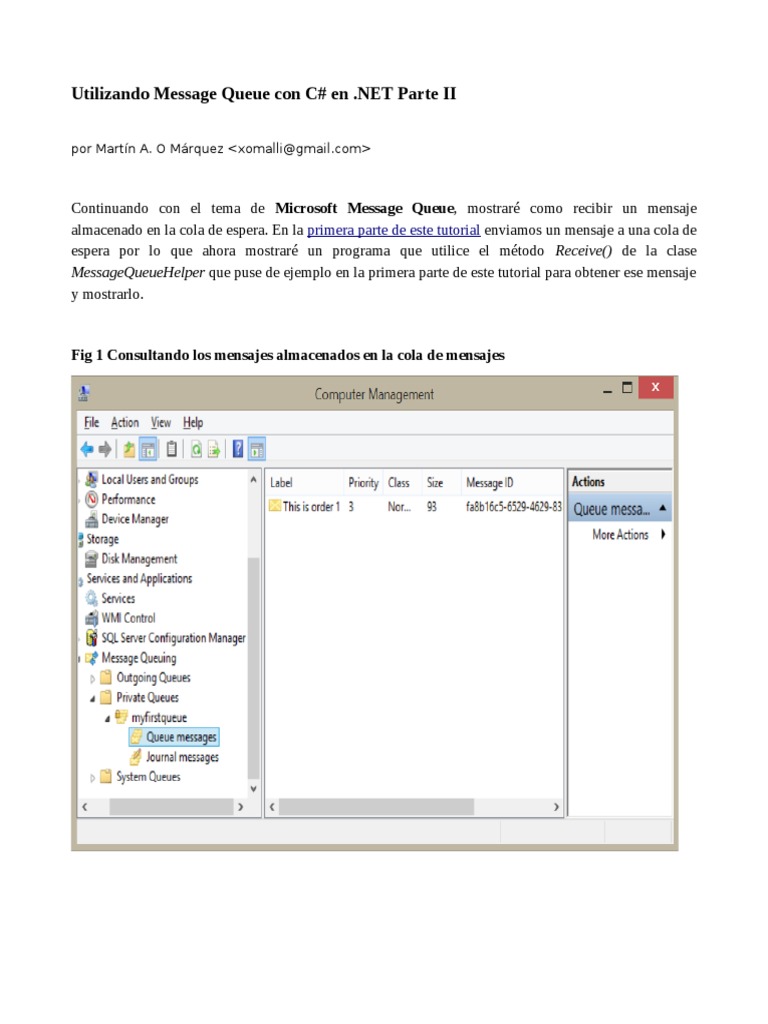 Programando Microsoft Message Queue MSQ Con C# Parte II | PDF | Cola ...