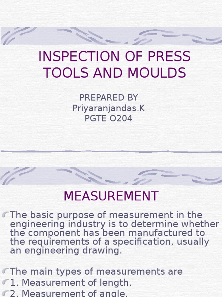 Inspection of Press Tools and Moulds | PDF | Statistics | Quality ...
