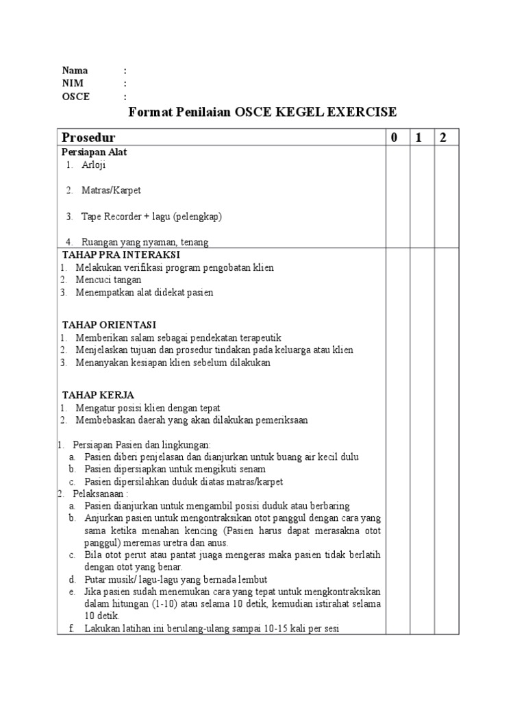 Format Penilaian Osce Perkemihan | PDF