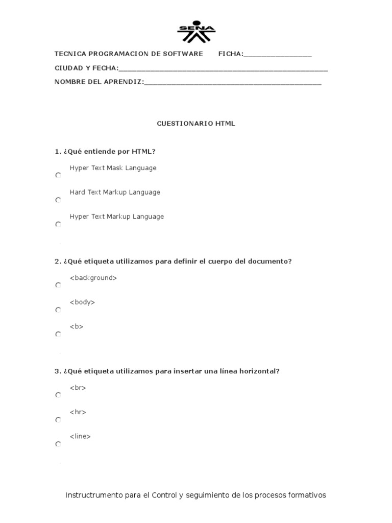 Cuestionario HTML | PDF