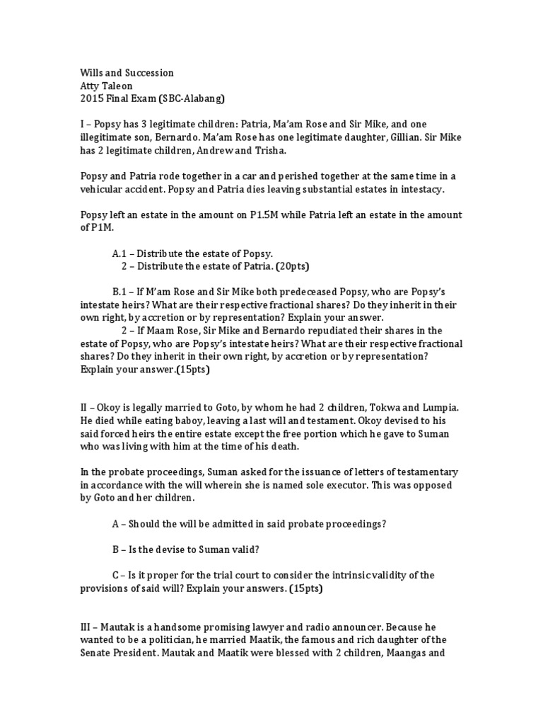 Wills and Succession | PDF | Will And Testament | Intestacy