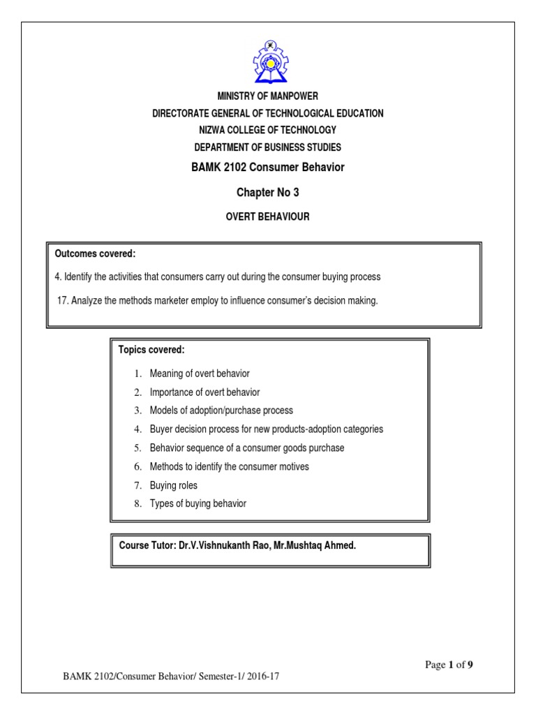 Chapter-3 Overt Behaviour | Behavior