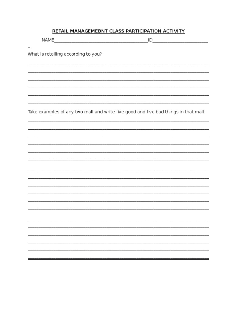 Retail Management Class Activity Guide | PDF | Career & Growth | Business