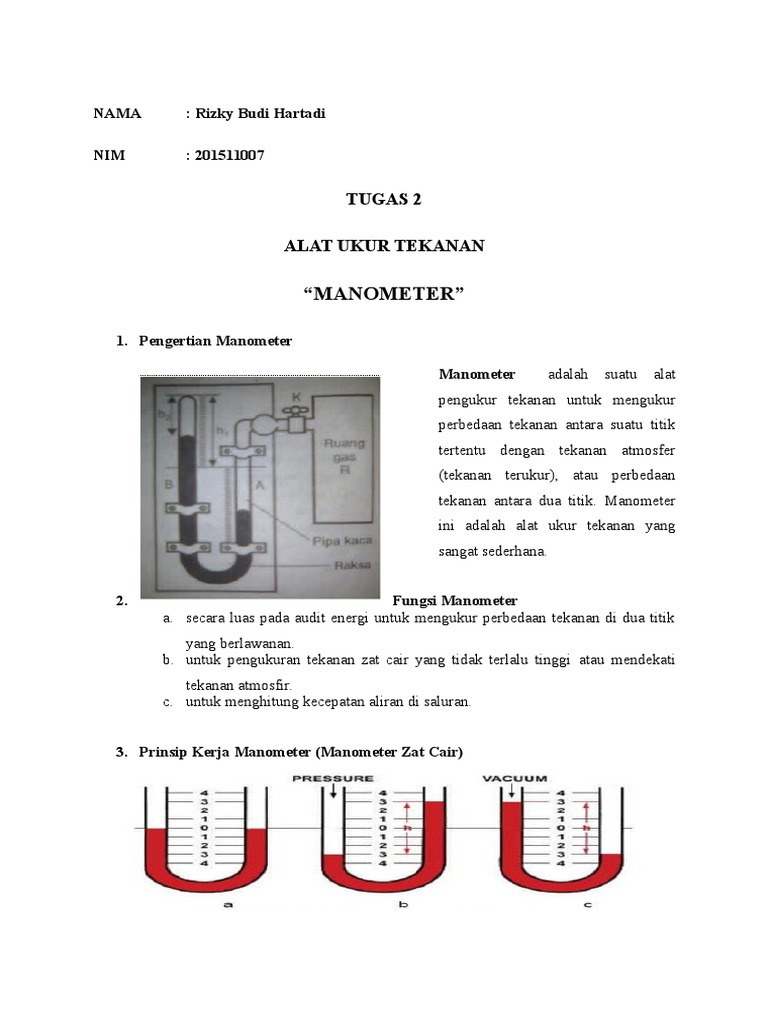 Alat Ukur Tekanan (Manometer) | PDF
