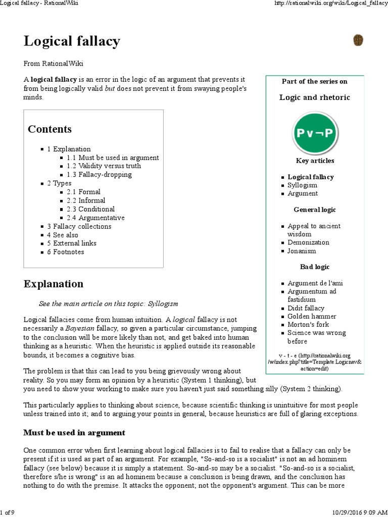 Logical Fallacy | PDF | Argument | Fallacy