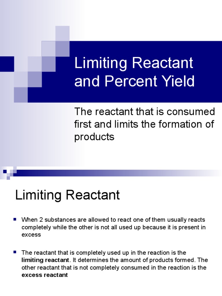 Limiting Reactant and Percent Yield | PDF | Unit Processes | Mole (Unit)