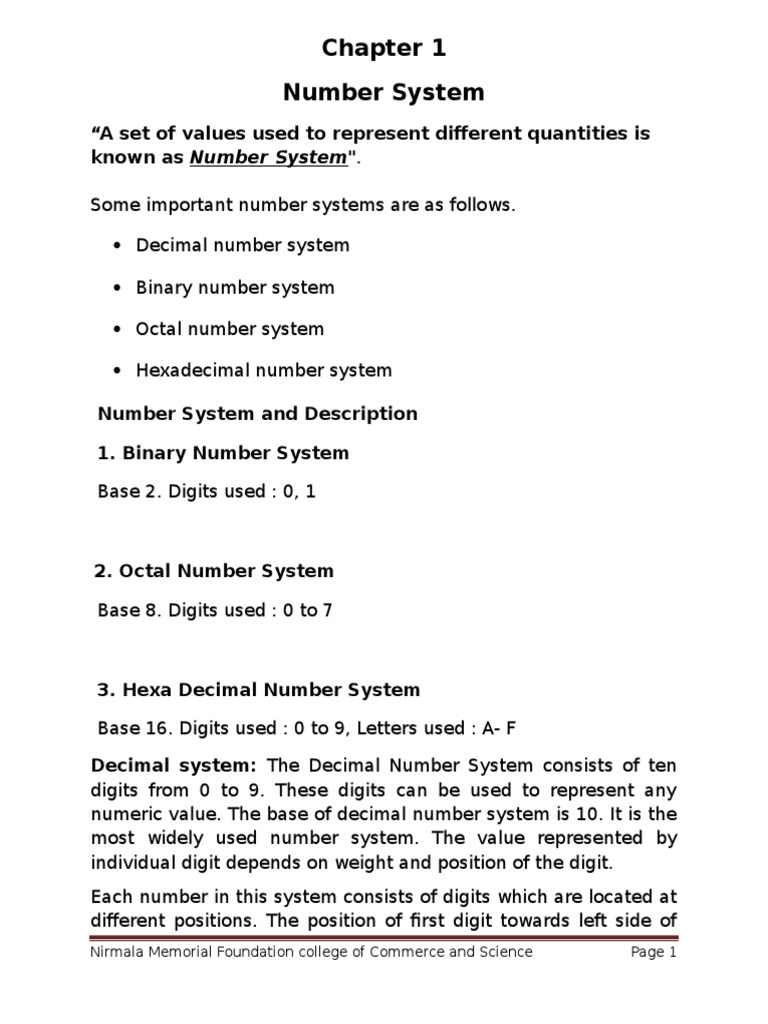 Number System: "A Set of Values Used To Represent Different Quantities ...