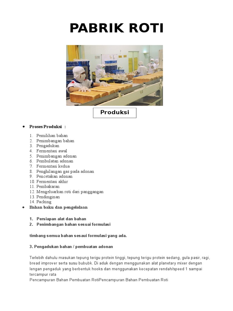 Cara Produksi dan Pengemasan Roti Tawar | PDF
