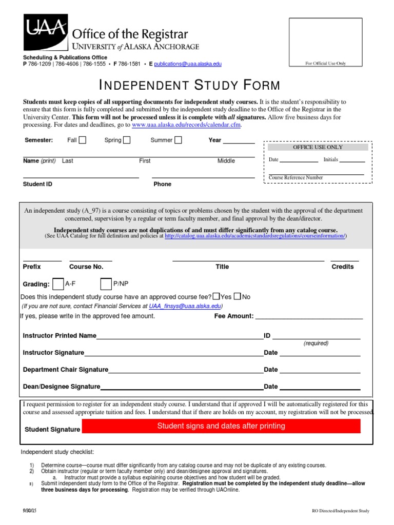 Independent Study Form | PDF
