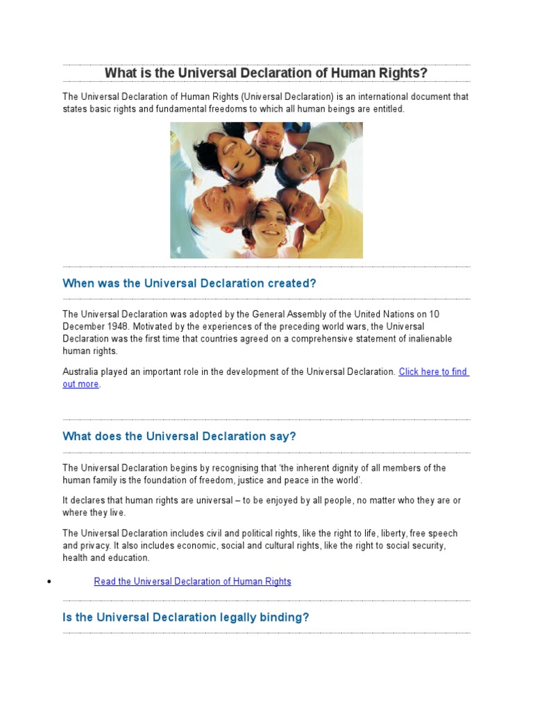 What Is The Universal Declaration of Human Rights | PDF | Human Rights ...