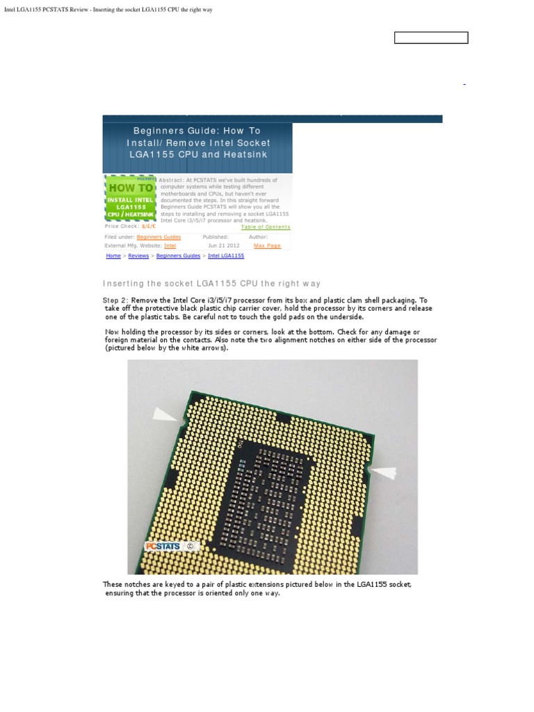 Intel CPU Install PDF | PDF | Central Processing Unit | Intel