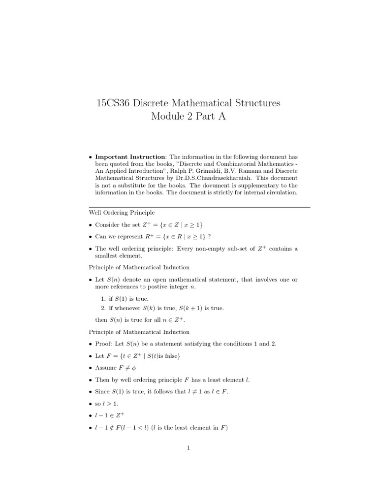15CS36 Discrete Mathematical Structures Module 2 Part A | PDF | Prime ...