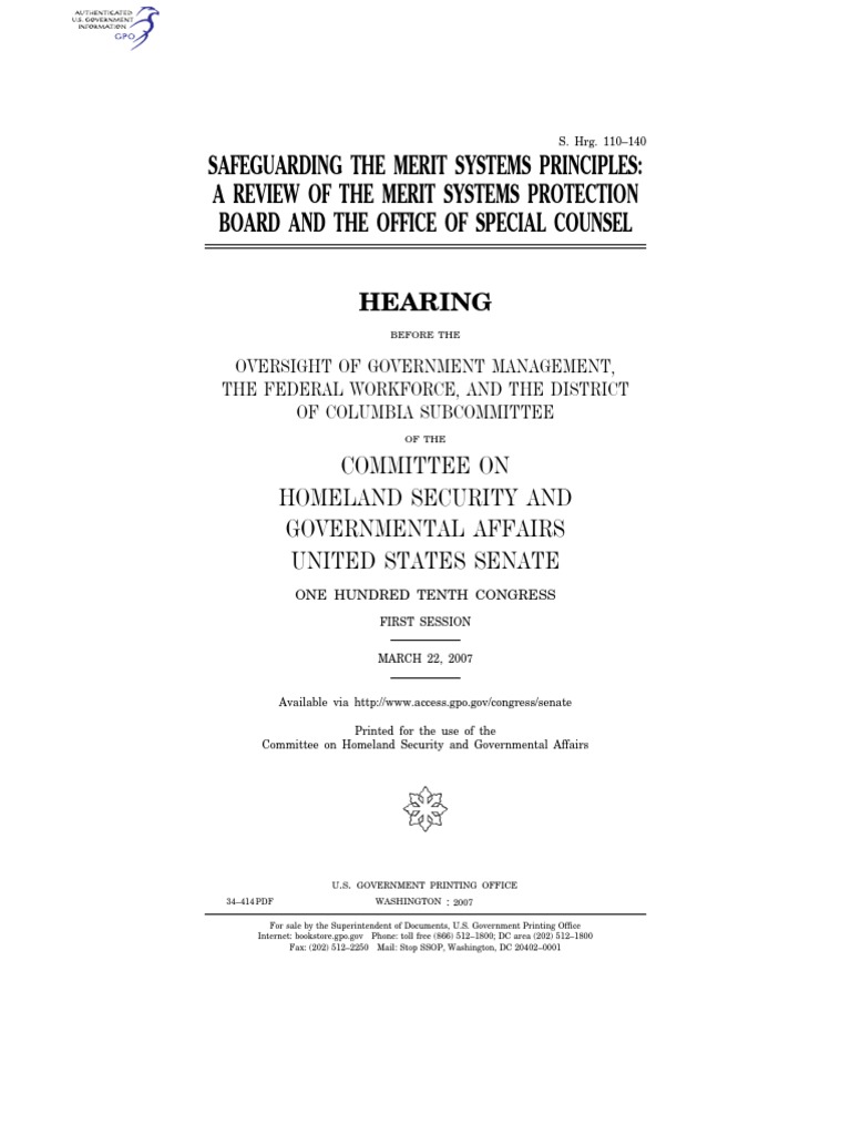Safeguarding The Merit Systems Principles: A Review of The Merit ...