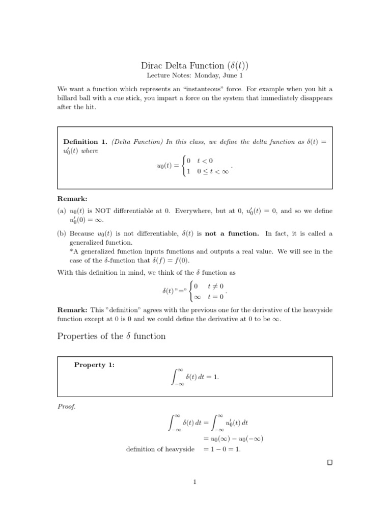 Dirac Delta Lecture | PDF