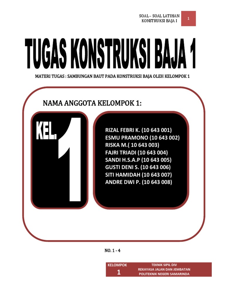 Soal Latihan Kel 1 1 4 Baut PDF | PDF | Metode & Bahan Ajar | Sains ...