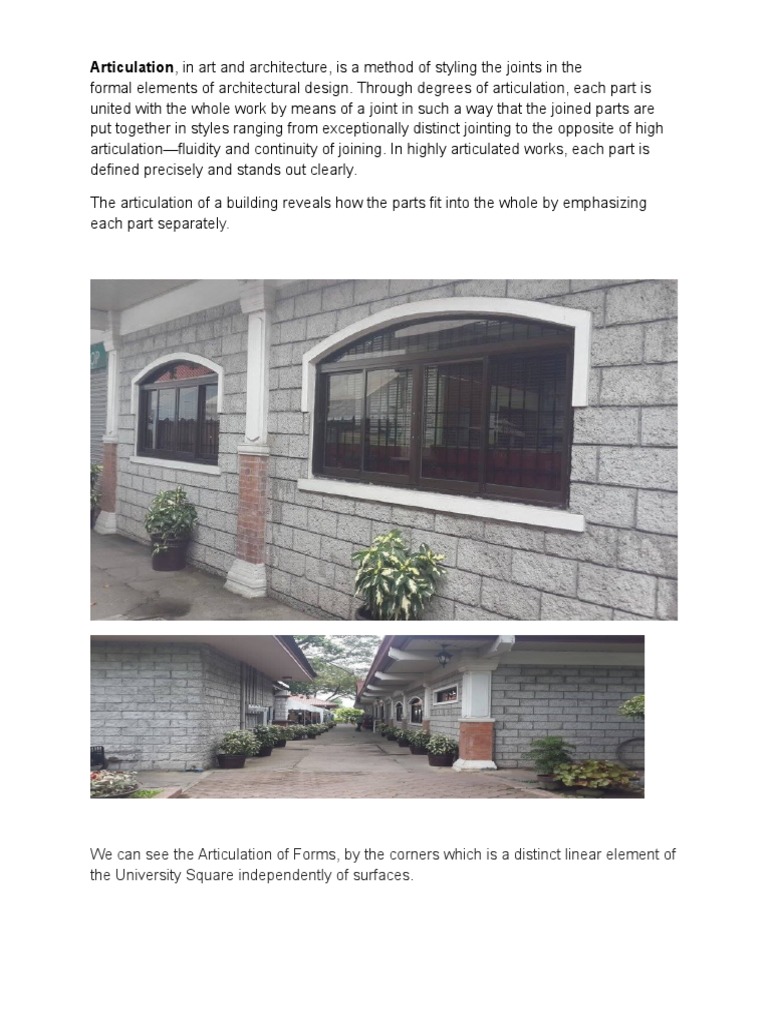 Articulation, in Art and Architecture, Is A Method of Styling The ...