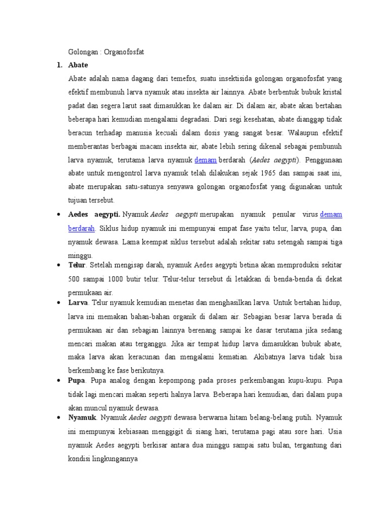 Insektisida Organofosfat dan Penggunaannya | PDF