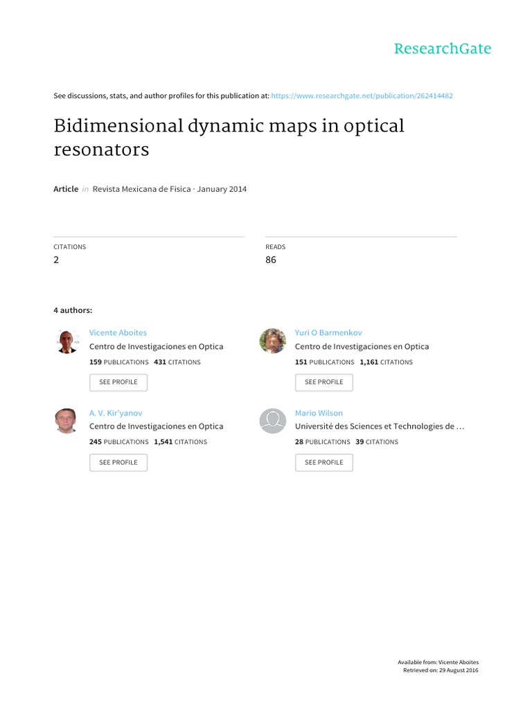 Bidimensional Dynamic Maps RMF 2014 | PDF | Laser | Nonlinear Optics