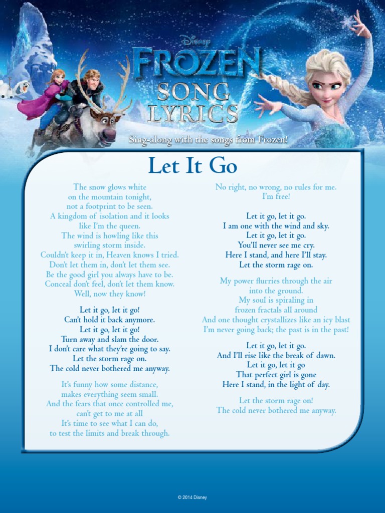 Song Lyrics Song Lyrics: Let It Go | PDF
