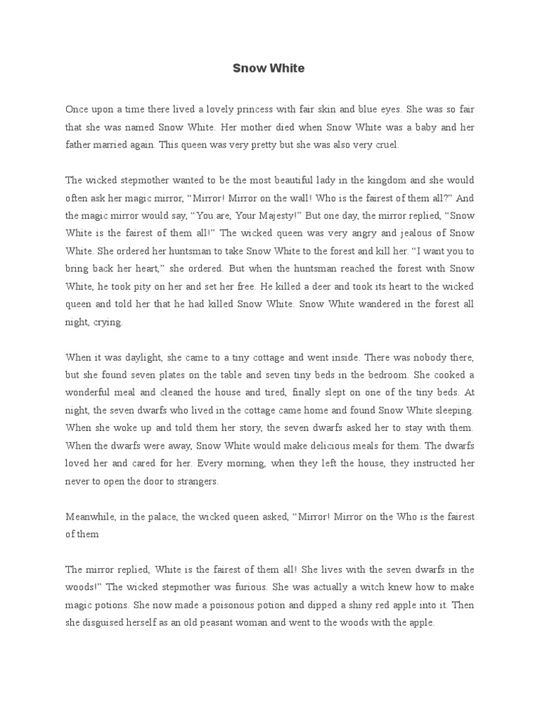 Snow White Story | PDF