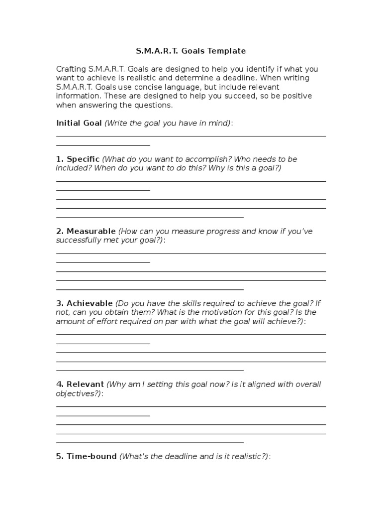SMART Goals Template | PDF