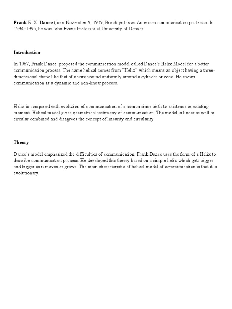 Frank E. X. Dance (Born November 9, 1929, Brooklyn) Is An American ...