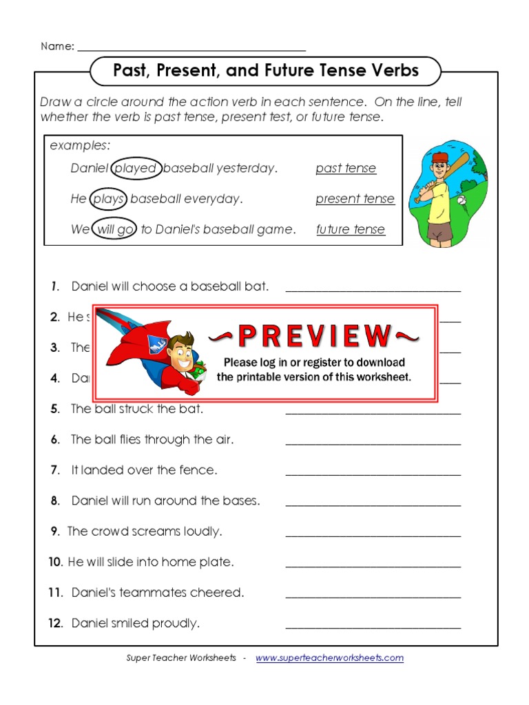 Verb Tense Identification Worksheet | PDF