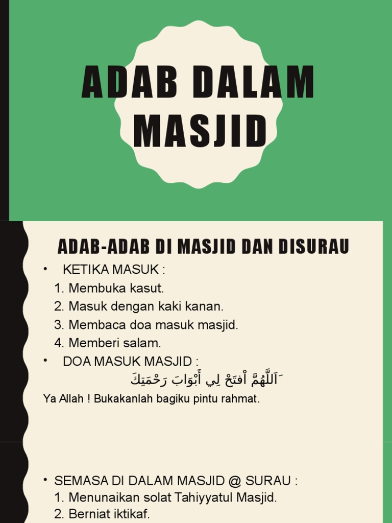 Adab Dalam Masjid WDQ | PDF