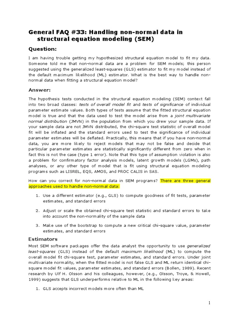 Handling Non-Normal Data in Structural Equation Modeling | PDF | Resampling (Statistics ...