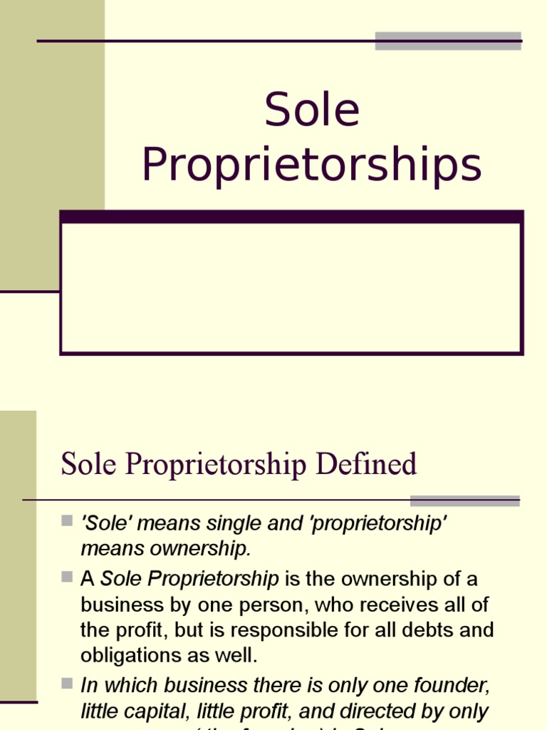 Sole Proprietorships | PDF | Sole Proprietorship | Business