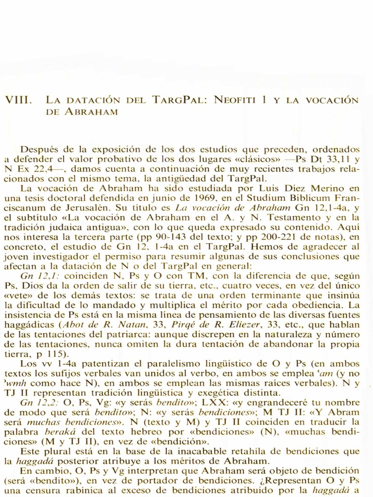 Neofiti 1 - Exodo - VIII La Datación Del TargPal-Neofiti 1 y La ...