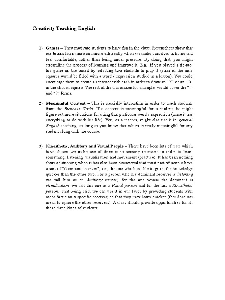 Creative English Teaching Methods | PDF