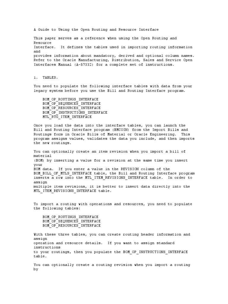 A Guide To Using The Open Routing and Resource Interface | PDF | Table ...