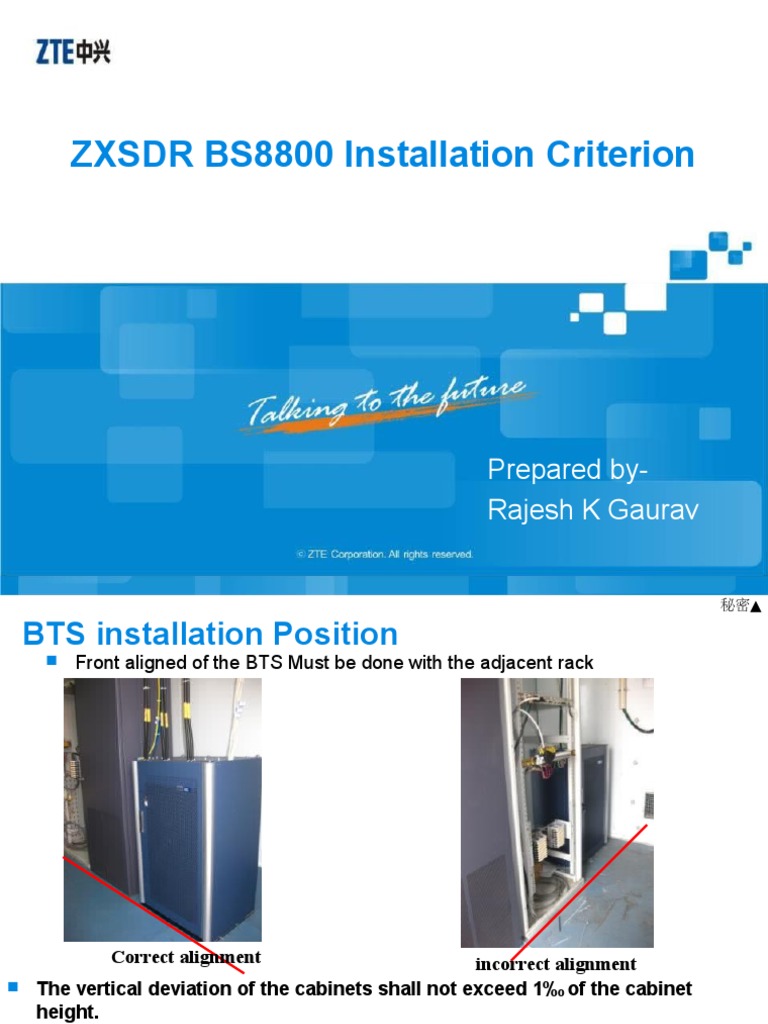 ZXSDR BS8800 Installation Criterion: Prepared By-Rajesh K Gaurav | PDF ...