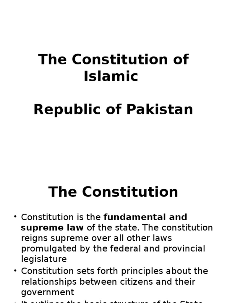 Pakistan Constitution Overview | PDF | Separation Of Powers ...
