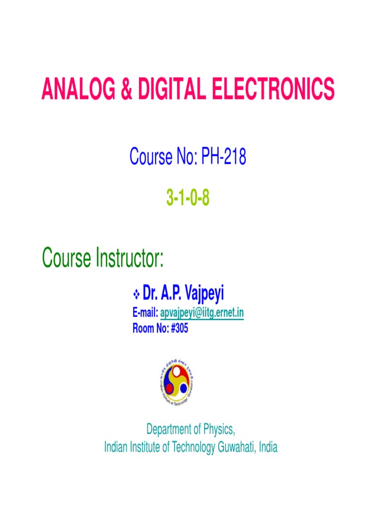 Analog & Digital Electronics: Course Instructor: Course Instructor ...