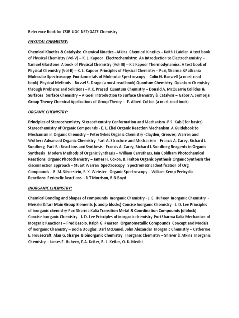 Reference Book For CSIR For Chemistry | PDF | Inorganic Chemistry ...