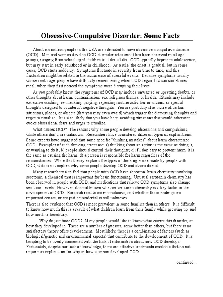 Ocd Some Facts | PDF | Obsessive–Compulsive Disorder | Mental And ...