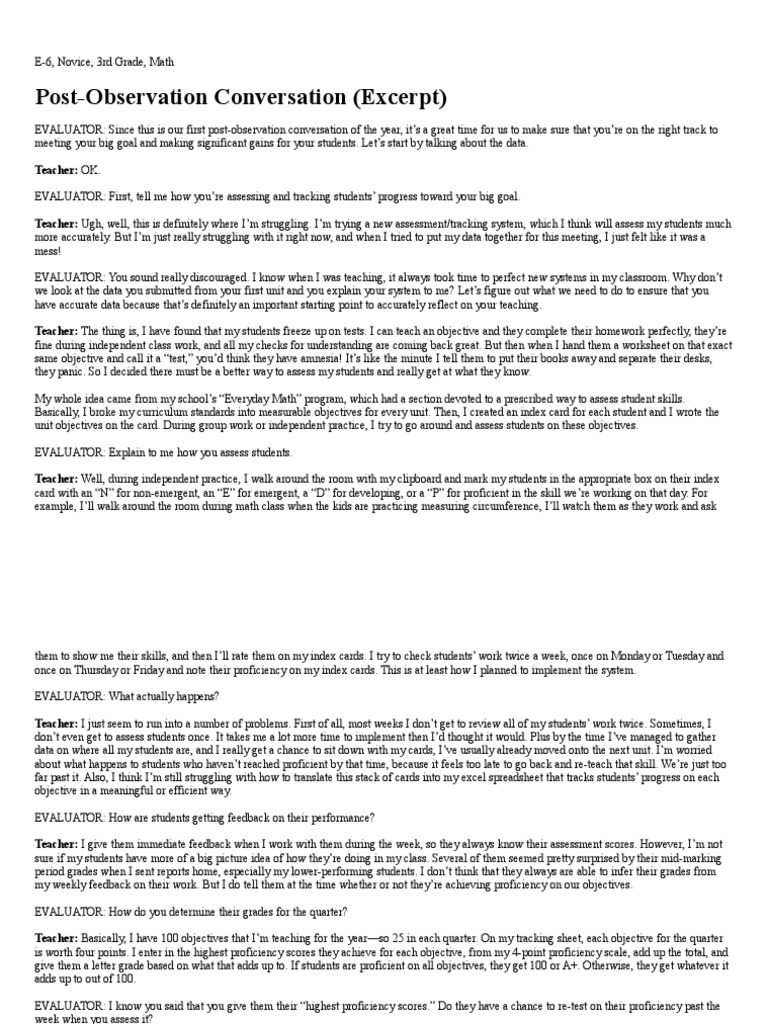 Observation Conversation | PDF | Educational Assessment | Quality Of Life